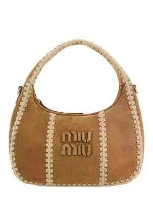 Miu Miu Wander Suede Braided Shoulder Bag - Brown