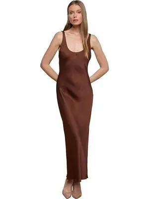 L'Agence Akiya Satin Maxi Dress - Hot Fudge