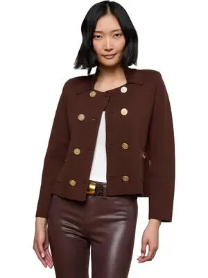 L'Agence Madilyn Knit Jacket - Chocolate/gold