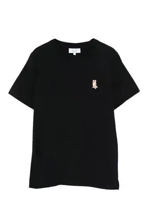 Maison Kitsuné Fox-embroidered Cotton T-shirt - Black