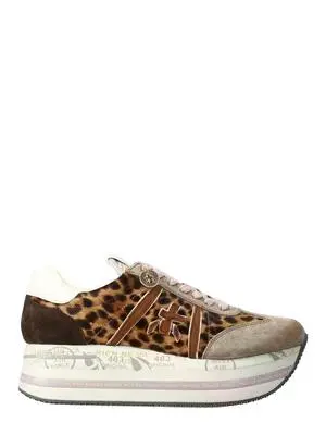 Premiata Leopard-print Platform Sneakers - Brown