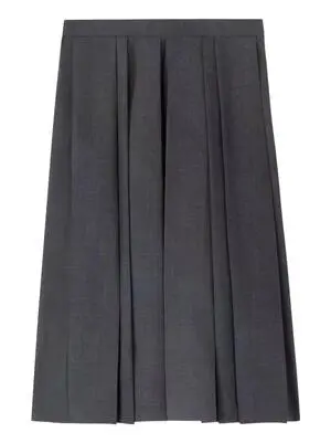 Ermanno Scervino Pleated A-Line Wool Skirt Black
