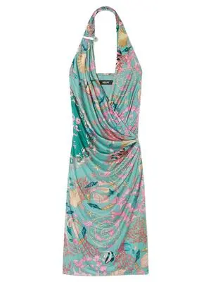 Versace Seashell-print Halter-neck Midi Dress - Green