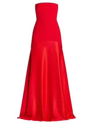 Solace London Strapless A-line Maxi Dress - Red