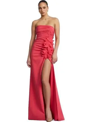 Bcbgmaxazria Strapless Flower Detail Gown - Cherry Blossom