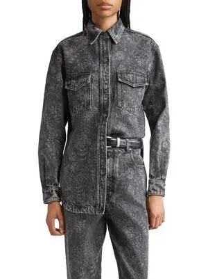 GOLDEN GOOSE Journey Ollie Boyfriend Denim Button-up Shirt - Black Marble
