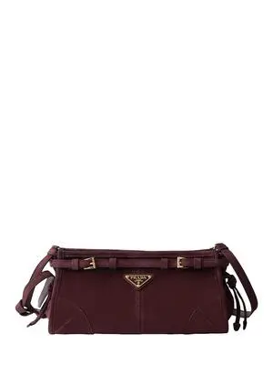 Prada Bonnie Suede Shoulder Bag Bordeaux