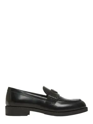 PRADA Brushed Leather Loafers With Triangle Logo
