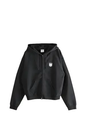Vetements Polizei Fitted Zip-up Hoodie - Washed Black