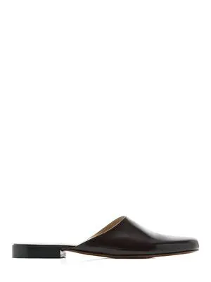 THE ROW Penelope Leather Mules Brown