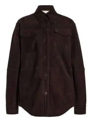 THE ROW Gwena Suede Shirt Jacket - Brown