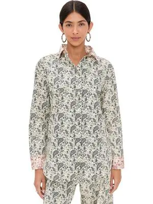 LE BOP Cecilia Paisley Button-down Top - Black Paisley