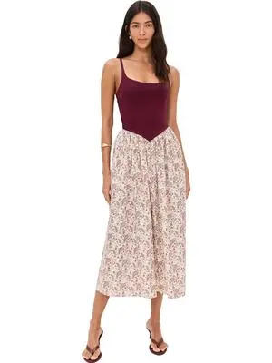 LE BOP Alix Paisley Print Midi Dress - Burgundy Paisely