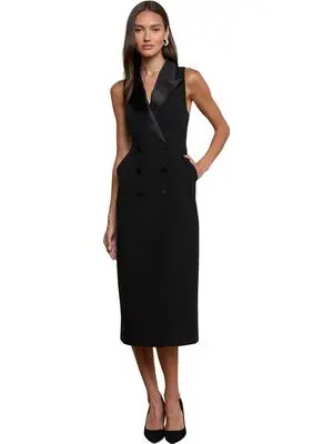 L'Agence Catherine Tuxedo Midi Dress - Black