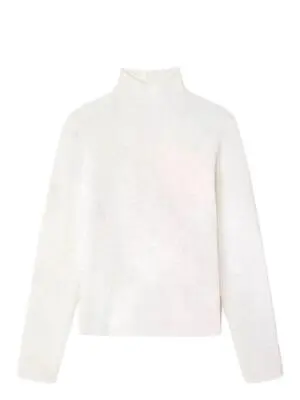 GANNI Flower Jacquard Mockneck Top - White