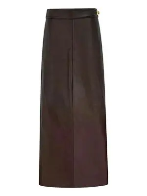 FERRAGAMO Leather Maxi Skirt - Brown