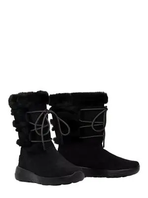 Sketchers Lace-up Faux-fur Trimmed Boots - Black