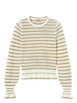 TWINSET Lurex-Striped Fishnet Jumper
