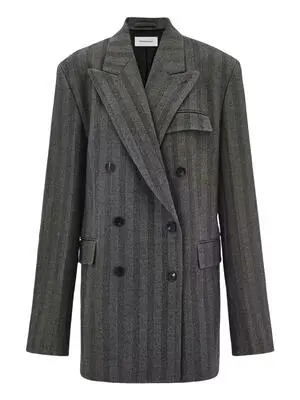 SALVATORE FERRAGAMO Chevron Virgin Wool Double-Breasted Coat