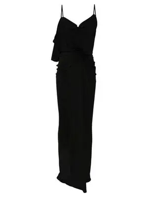 Coperni Draped Evening Dress With Washing Clip Embellishments - Black