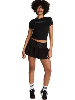 Pink All-day Cotton™ Foldover Pleated Skort - Black