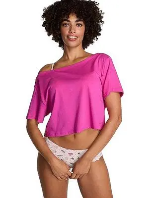 Pink Slouchy Cropped Sleepshirt - Pink