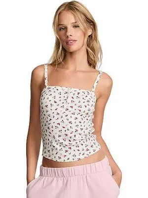 Pink Pointelle Henley Cami Floral