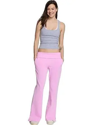 Pink Campus Fleece™ Foldover Flare Sweatpants - Purple