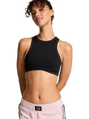Pink Relay High-neck Crossover Sports Bra - Black