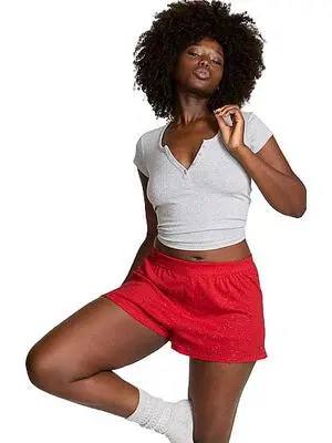 Pink Cotton Boxer Shorts - Red