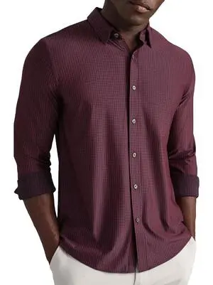 RHONE Commuter Slim Fit Performance Button-up Shirt - Cinnamon Red Gingham