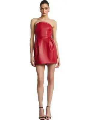 Bcbgmaxazria Vegan Leather Mini Dress - Chilli Pepper