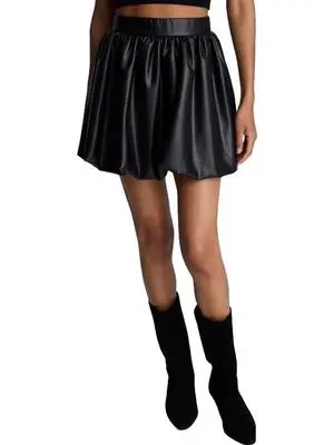 KENNETH COLE Faux Leather Bubble Mini Skirt - Black