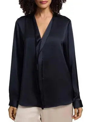 Foxcroft Rosale Ruffle Placket Button-up Shirt - Black