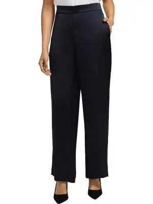 Foxcroft Hostess Satin Pull-on Pants - Black