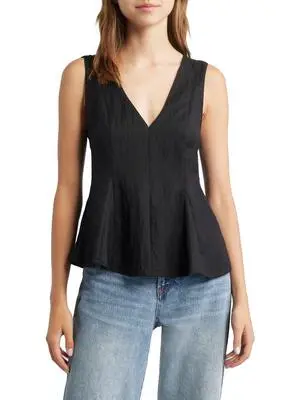 Mango Sleeveless Peplum Top Black