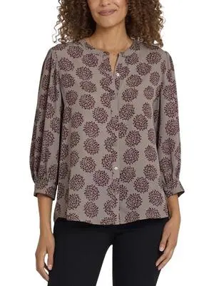 NYDJ Bonnie Printed Button-up Top - Valenton