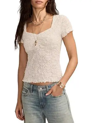 Lucky Brand Textured Sweetheart Neck Knit Top - Tofu