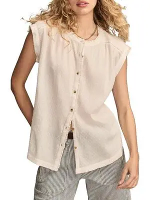 Lucky Brand Clip Dot Cotton Button-up Shirt - Whisper White