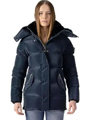 WOODPECKER Bumnester 3/4 Length Quilted Coat - Blue Diamond