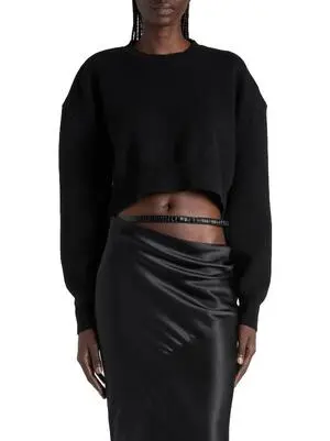 TOM FORD Sculptural Virgin Wool Blend Crop Sweater - Black