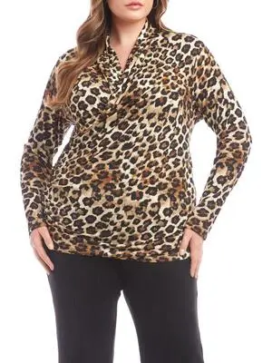 Karen Kane Shirred Jersey Top - Leopard