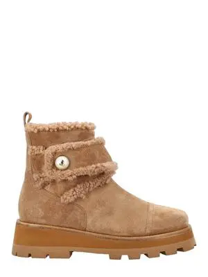 JIMMY CHOO Ankle Boot With Shearling Straps - Toffee/toffee