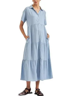 RIPE MATERNITY Longline Linen Dress - Pale Blue