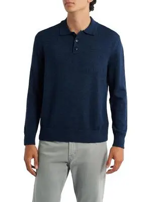 ALEX CRANE Anchor Merino Wool Polo Sweater - Indigo