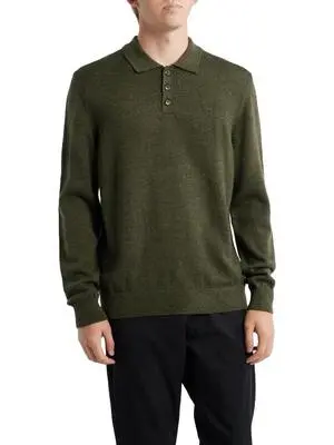 ALEX CRANE Anchor Merino Wool Polo Sweater - Pine
