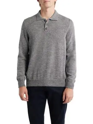 ALEX CRANE Anchor Merino Wool Polo Sweater Waterfall