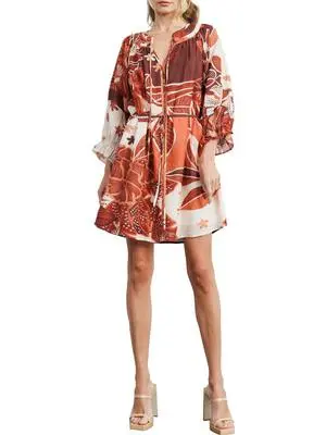 CIEBON Christy Floral Mini Dress - Brown Multi