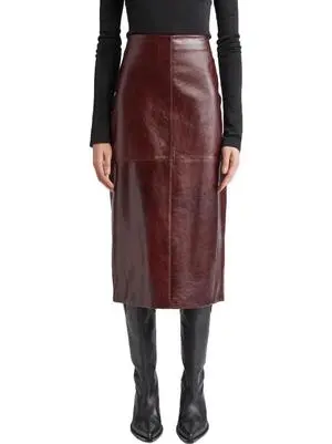 SPORTMAX Afa Lambskin Leather Midi Skirt