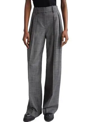 Michael Kors Pleated Slouch Wool And Silk Trousers - Graphite Multi